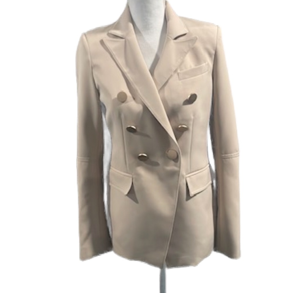James Double Breasted Signature Stretch Blazer - Beig… - Gem